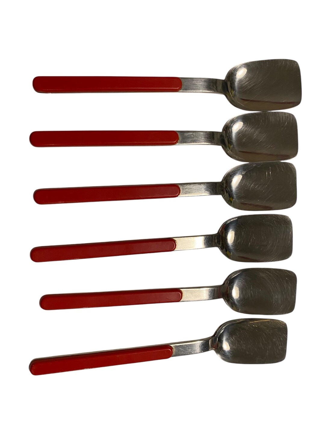 Ftom Italy Set of 6 Vintage Espresso Spoons , Red Handle Spoons , Inox ...