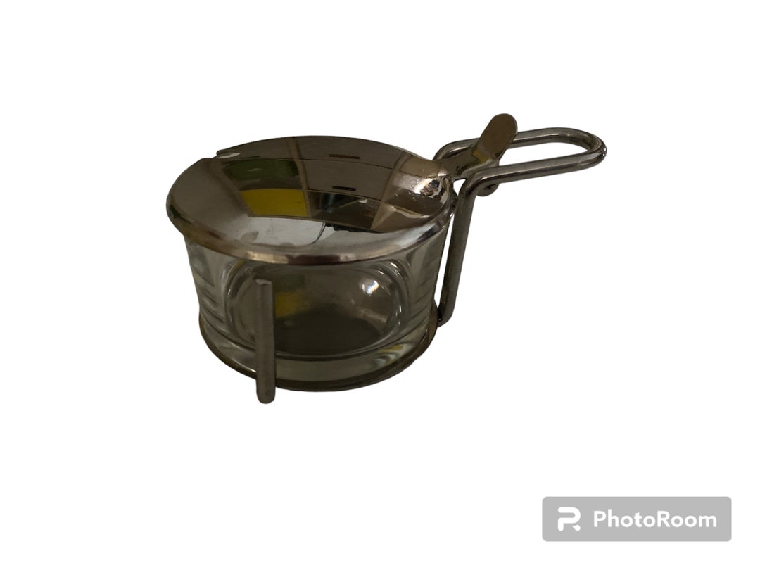 Stainless Steel and Glass Sugar Bowl. Grated Cheese, Condiment Server ...