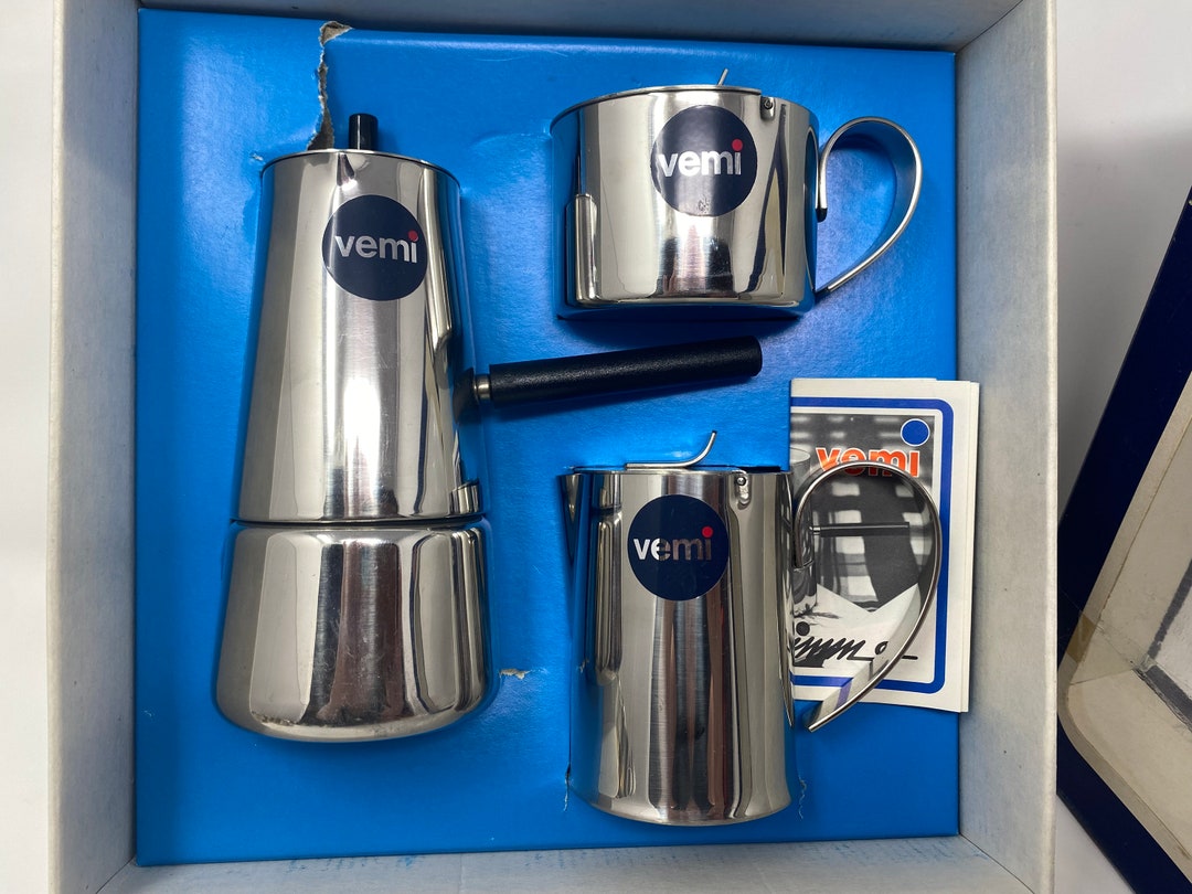 80’s Vemi Moka Set, NOS in Original Box, 4 Cup Espresso Maker, Sugar ...