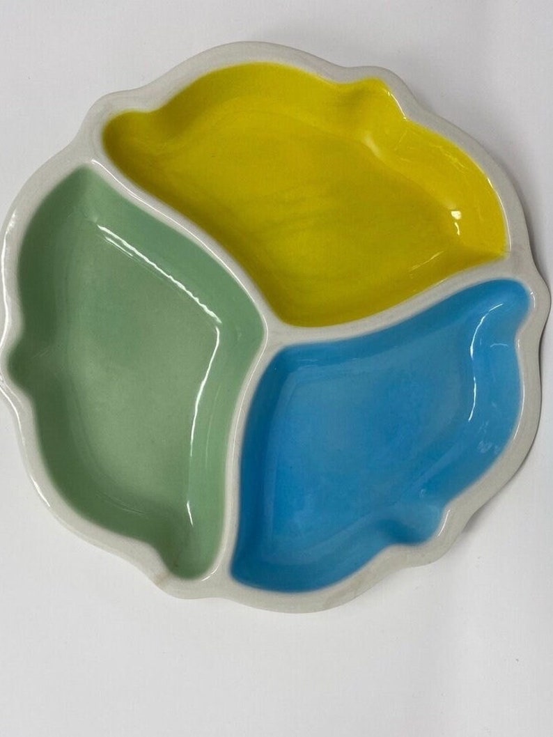 40s 50s Tri Color Vintage Divided Dish, Italian Ceramics, Scala ...