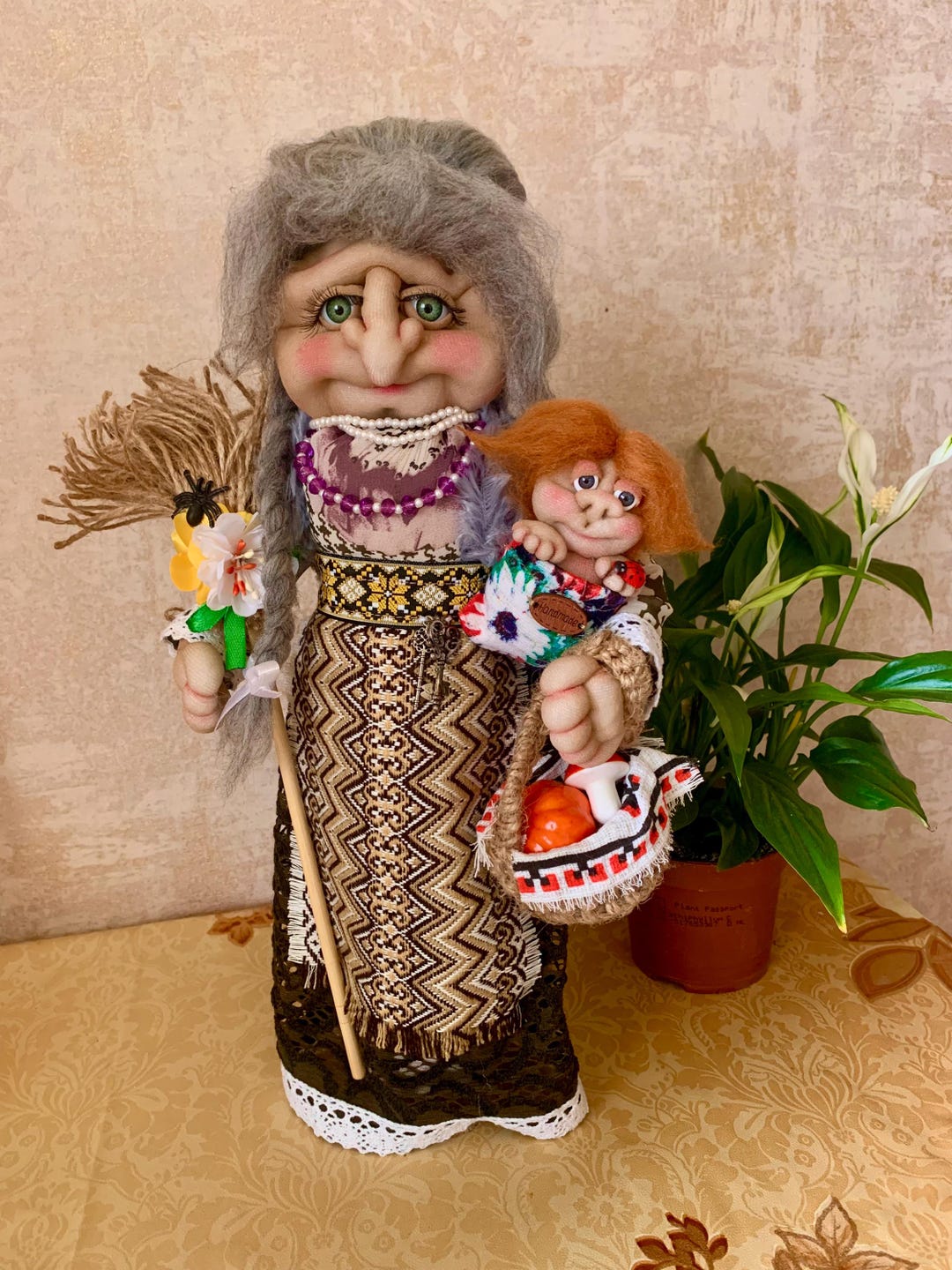 BABA YAGA Witch Doll Witch Forest Fairy Doll Hag With Broom Gift ...