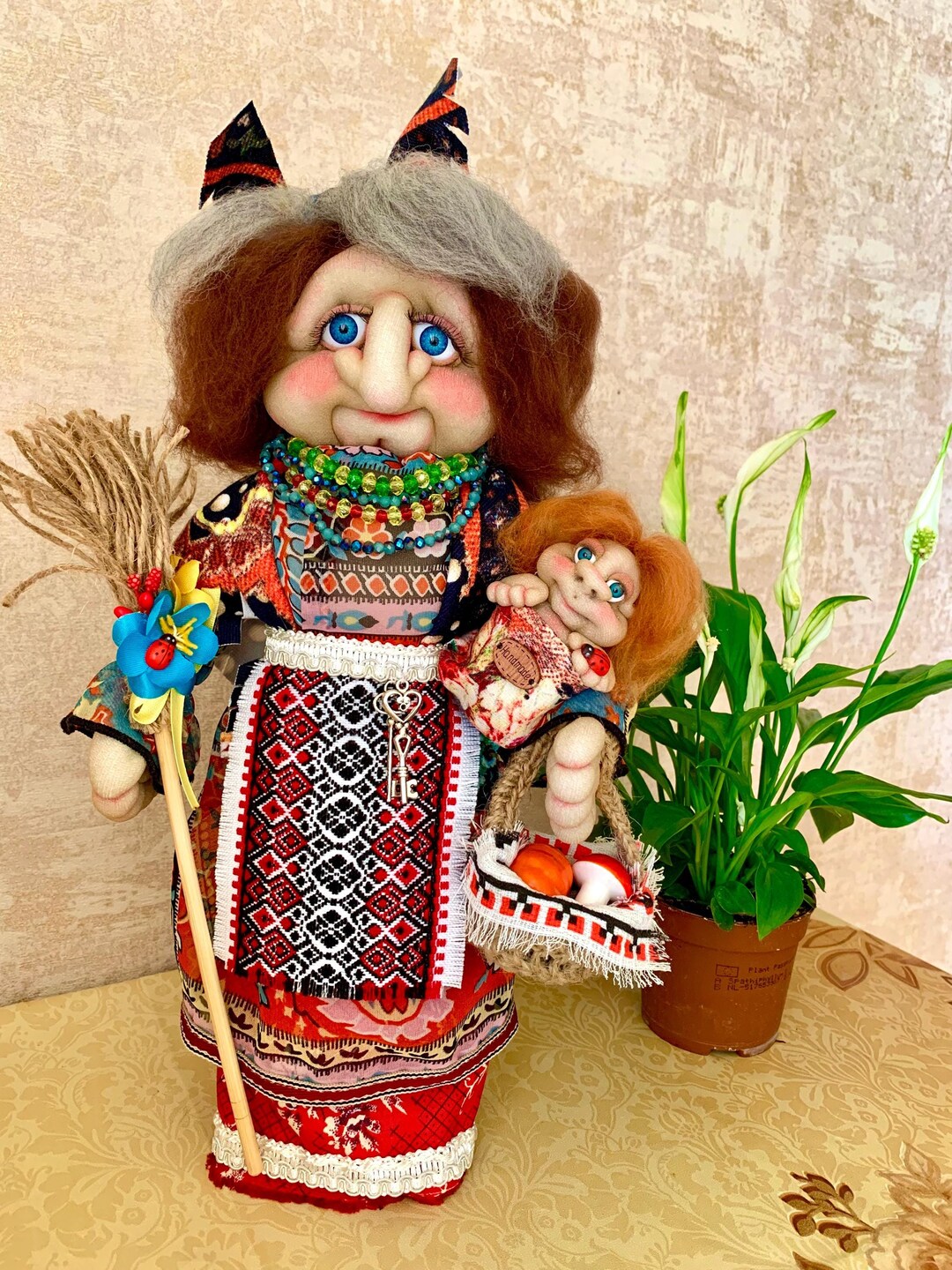 BABA YAGA Witch Doll Witch Forest Fairy Doll Hag With Broom Gift ...