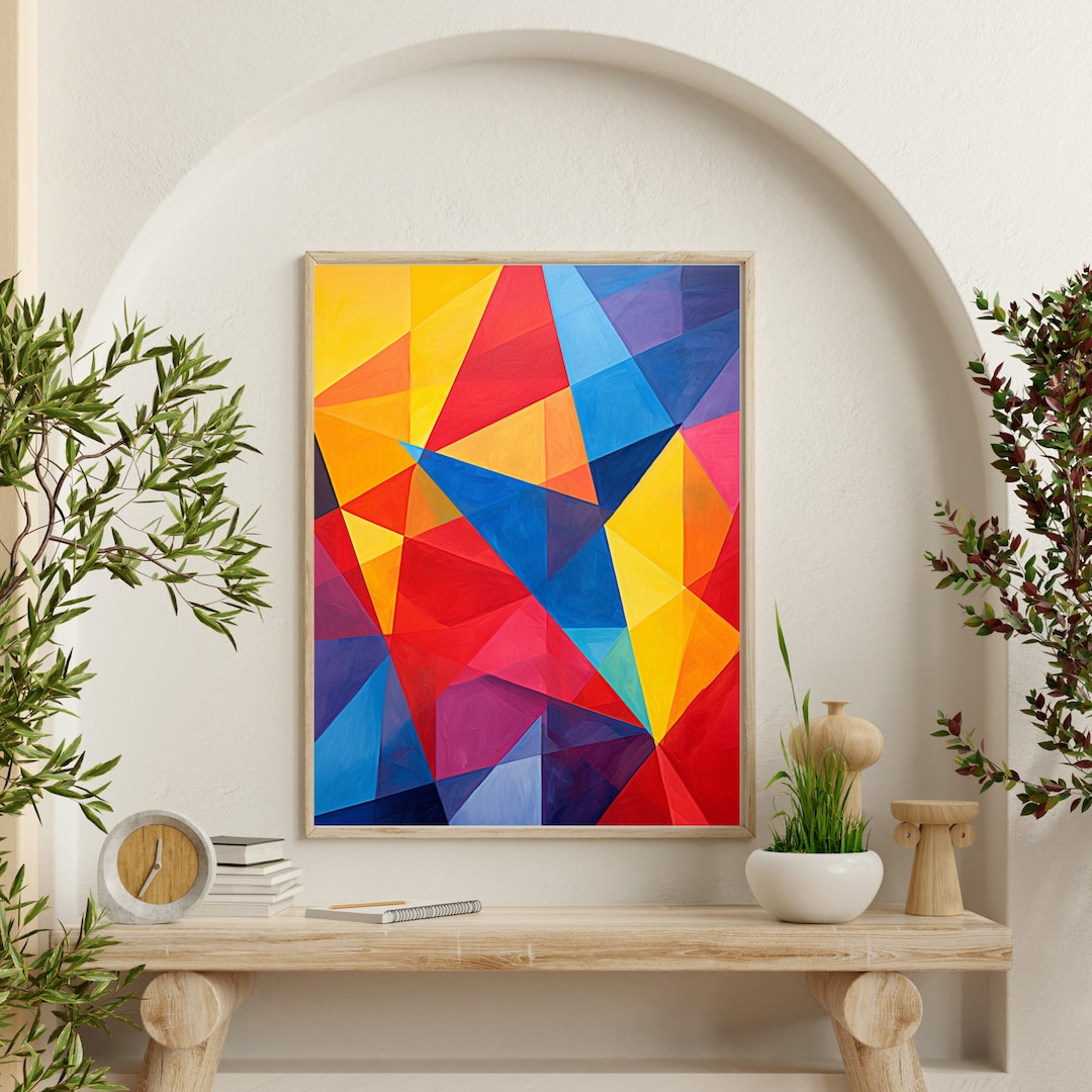 Bold Geometric Art Vivid Colorful Download Triangle Mosaic Art Modern ...