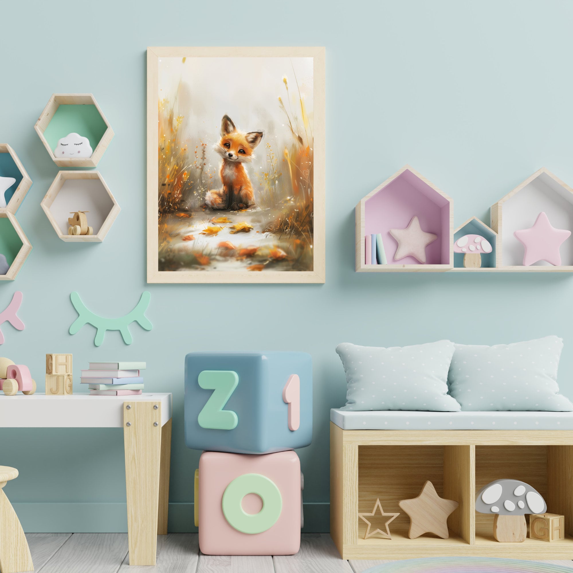 Autumn Fox – Downloadable PDF Kids Room Home Decor Digital Wall Art ...