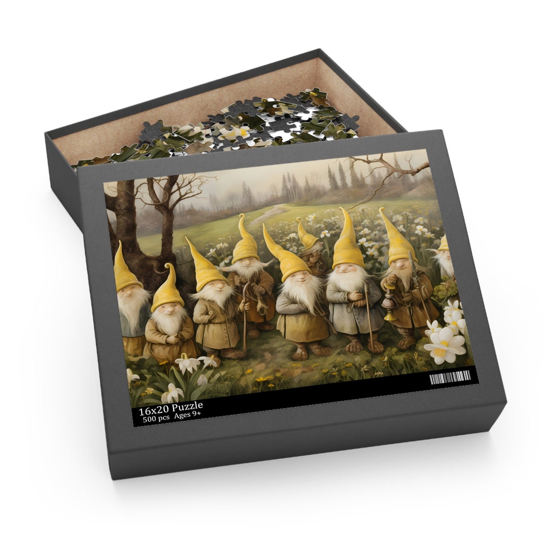 Enchanting Gnomes Amid Daffodil Fields Nostalgic Jigsaw Puzzle 120, 252 ...