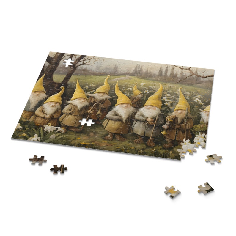 Enchanting Gnomes Amid Daffodil Fields Nostalgic Jigsaw Puzzle 120, 252 ...