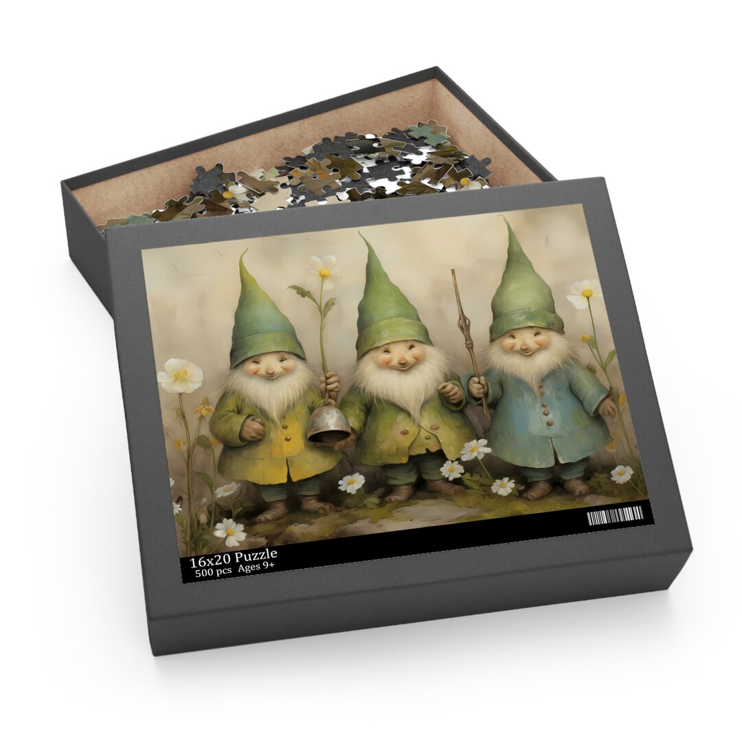 Enchanting Gnomes Trio With Bell Nostalgic Jigsaw Puzzle 120, 252, 500 ...