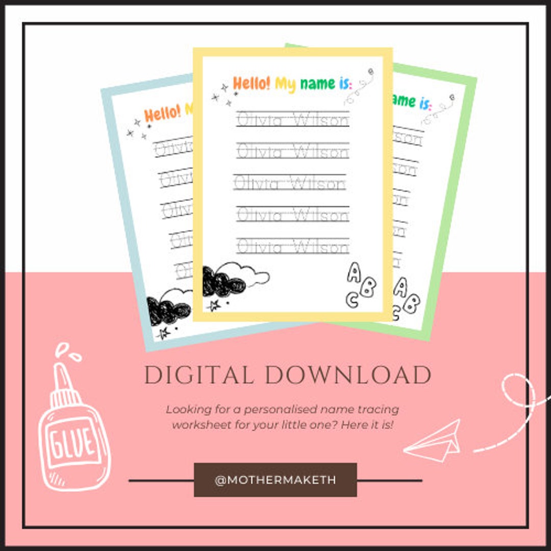 Personalised Name Tracing Sheet Handwriting Practise - Etsy