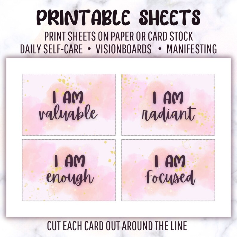Printable Positive Affirmation Card Deck, Vision Board, Manifesting ...