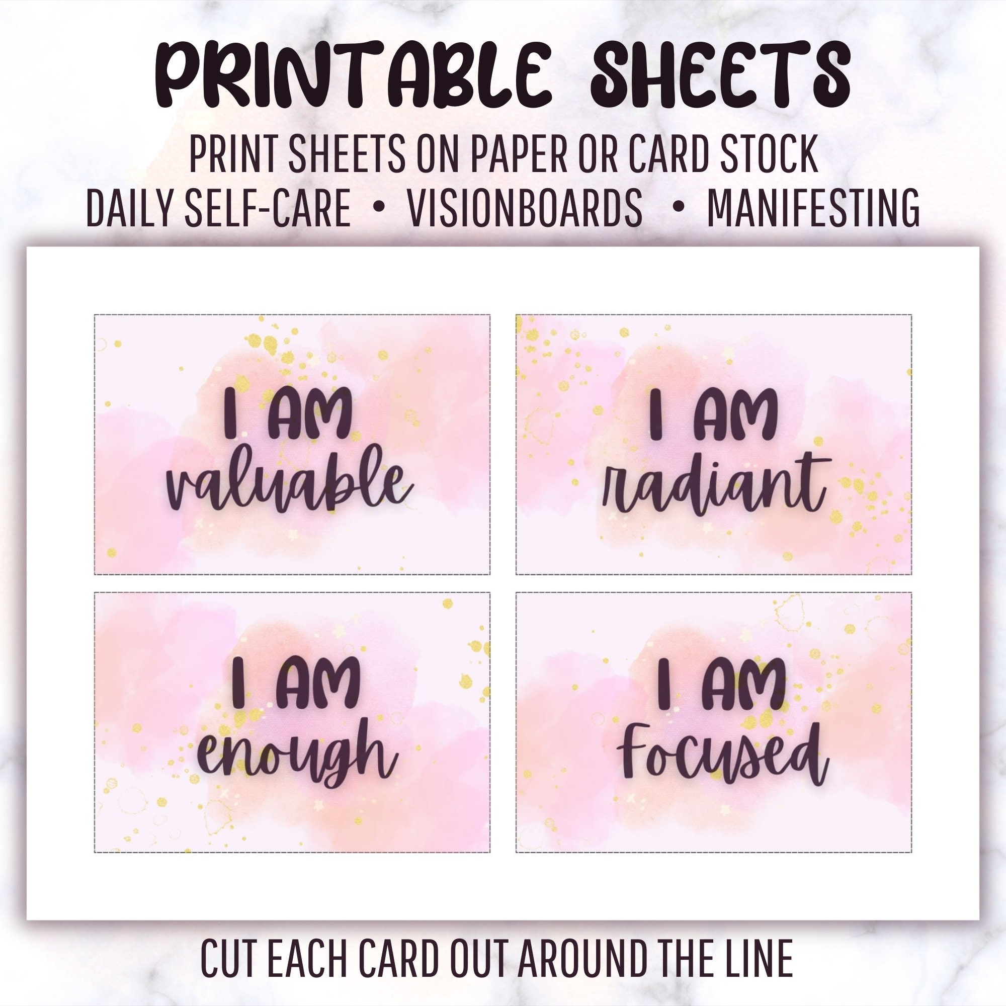 Printable Positive Affirmation Card Deck, Vision Board, Manifesting ...