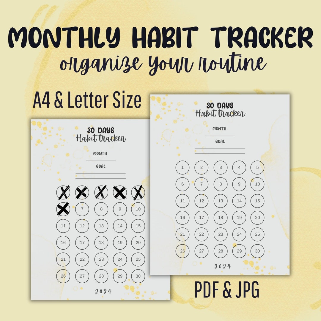 Printable Monthly Habit Tracker and Organizer, Manifesting Your Goals ...