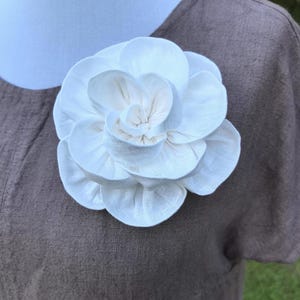 Natural Linen Flower Brooch - Handmade Rustic Floral Pin, Lightweight ...