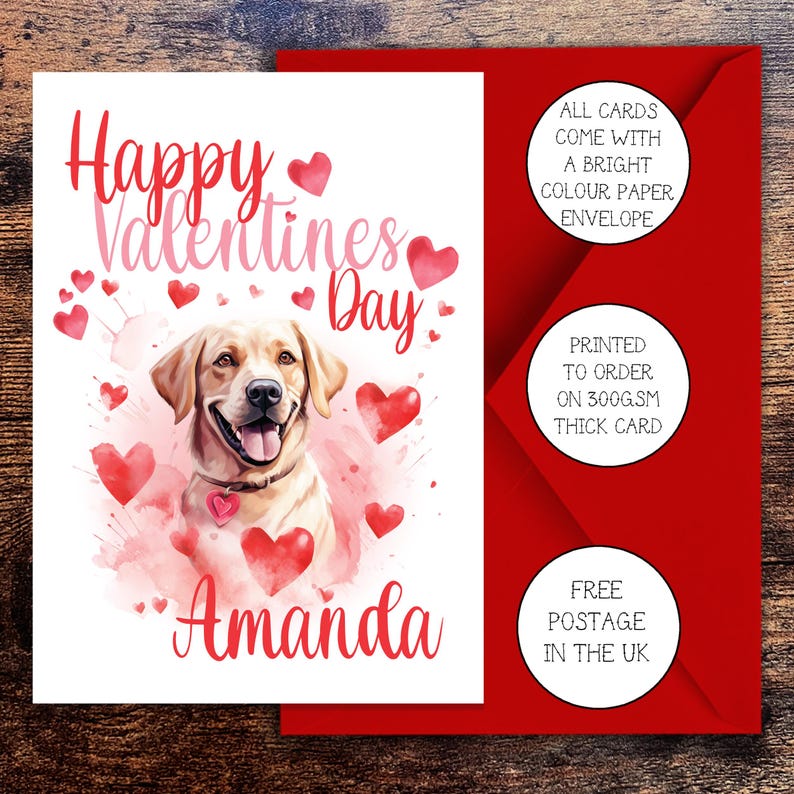 Personalized Labrador Valentine's Day Card - Custom Name - Etsy