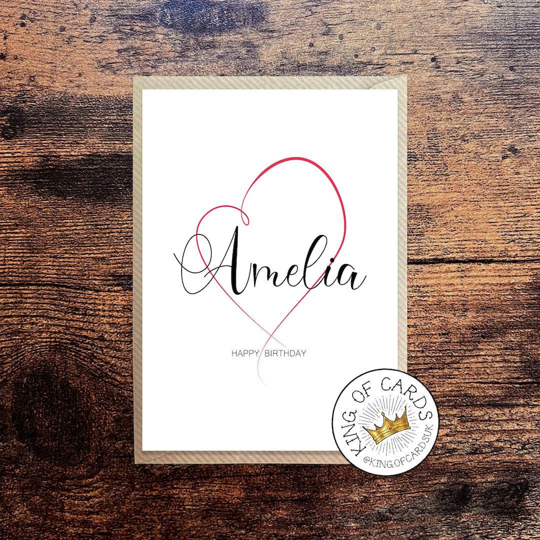 Custom Name Birthday Card - Classic, Minimalist Design - Unisex ...