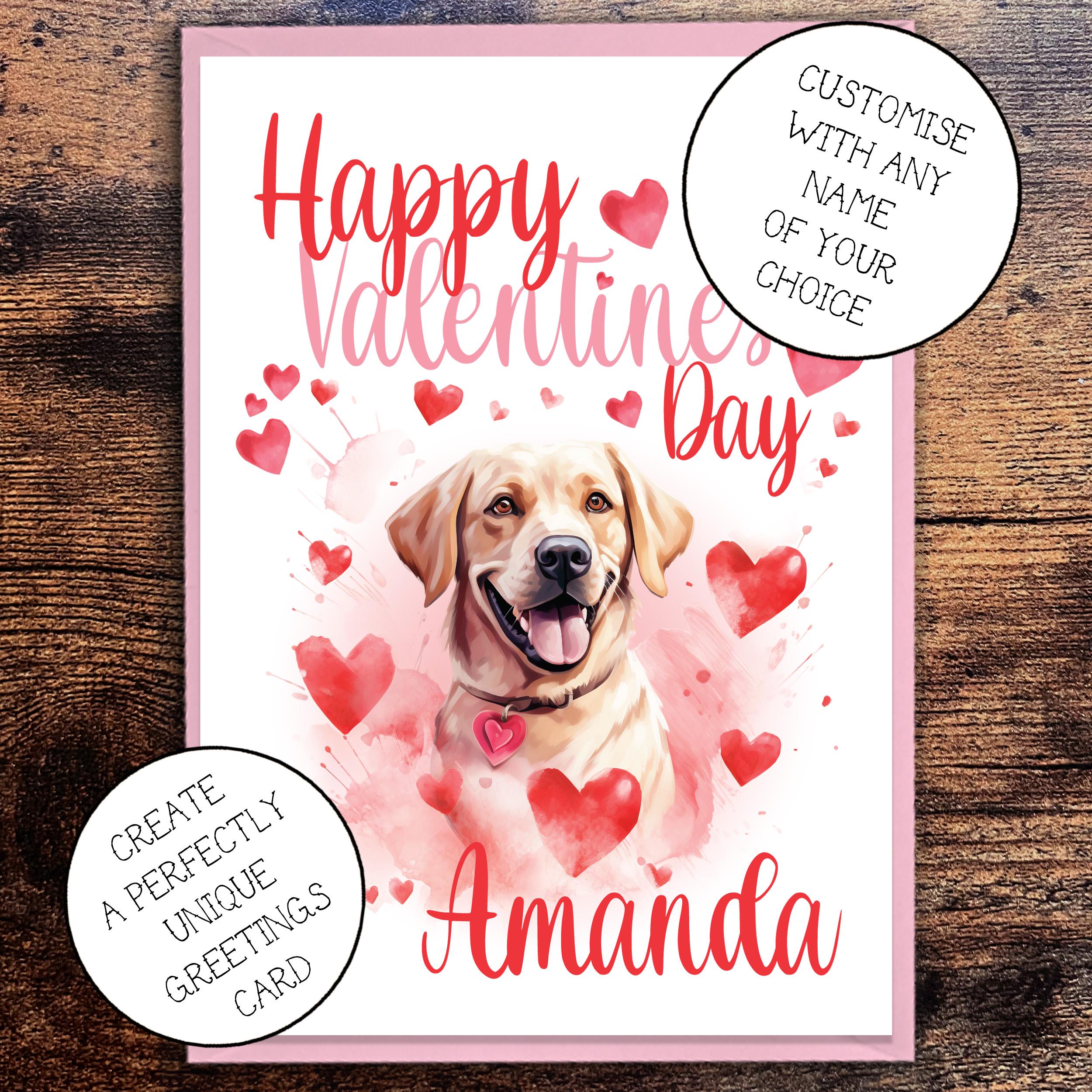 Personalized Labrador Valentine's Day Card - Custom Name - Etsy