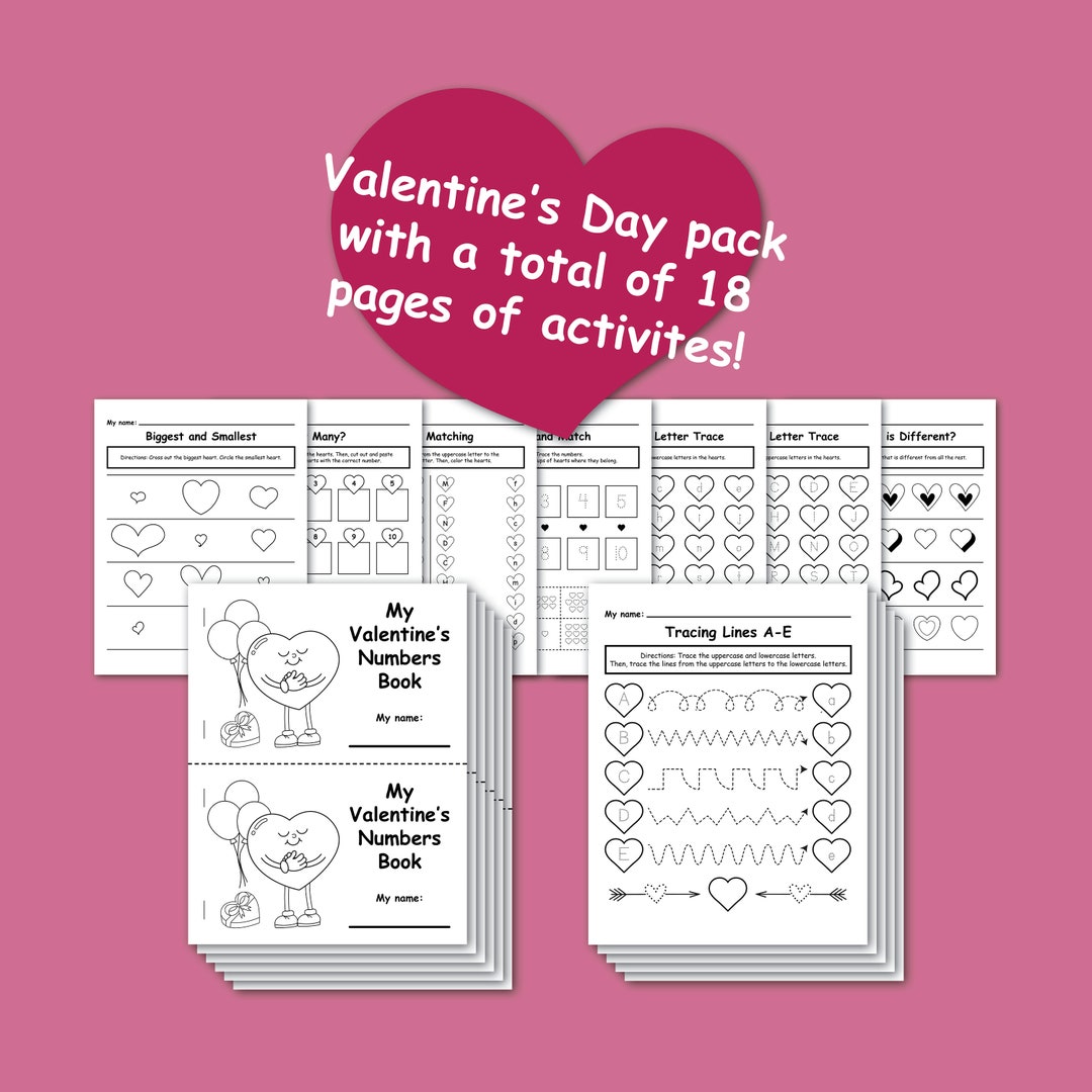 Valentine's Day Preschool Activity Bundle Comes With 12 Themed ...