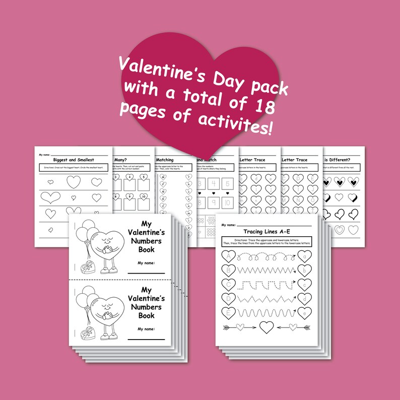 Valentine's Day Preschool Activity Bundle Comes With 12 Themed ...