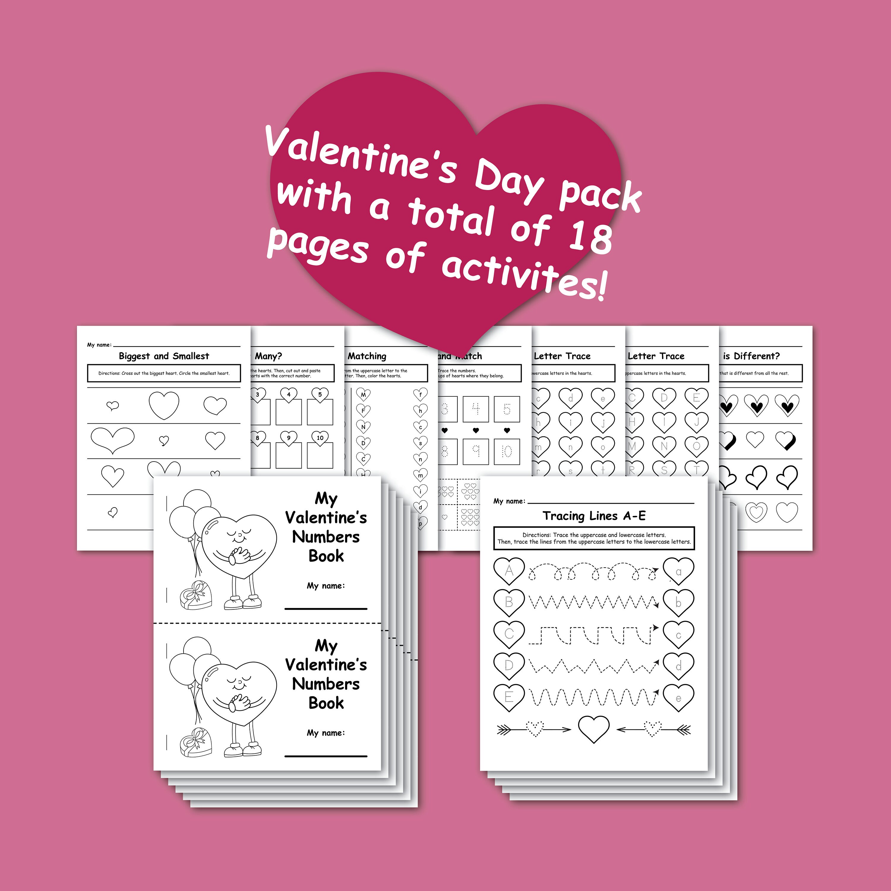 Valentine's Day Preschool Activity Bundle Comes With 12 Themed ...
