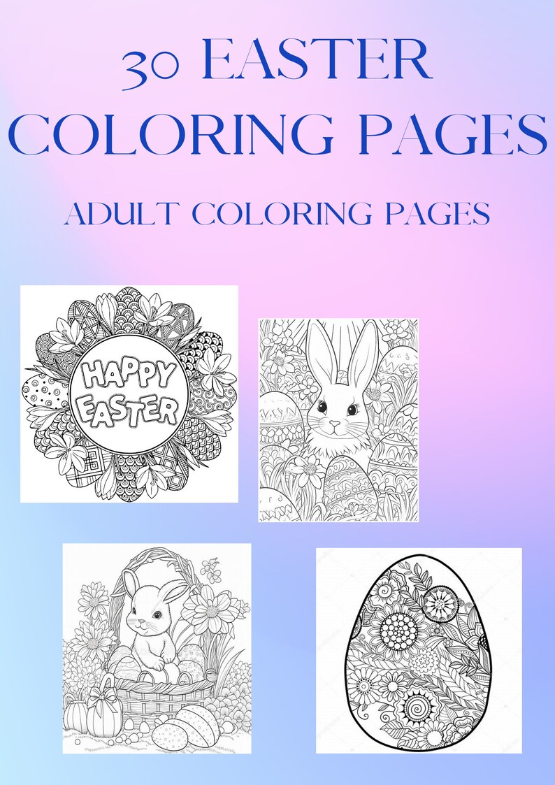 30 Easter Coloring Pages, Eater Coloring Book, Adult Coloring Pages ...