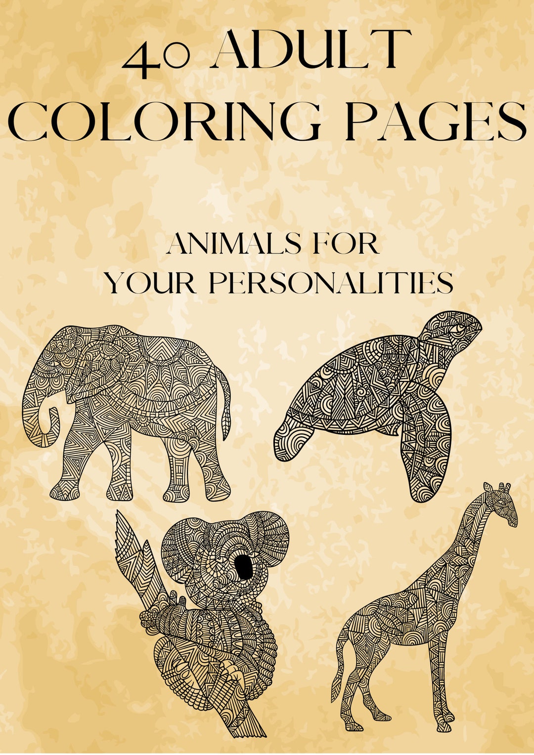 40 Animals Coloring Pages, Animals Coloring Book, Adult Coloring Pages ...