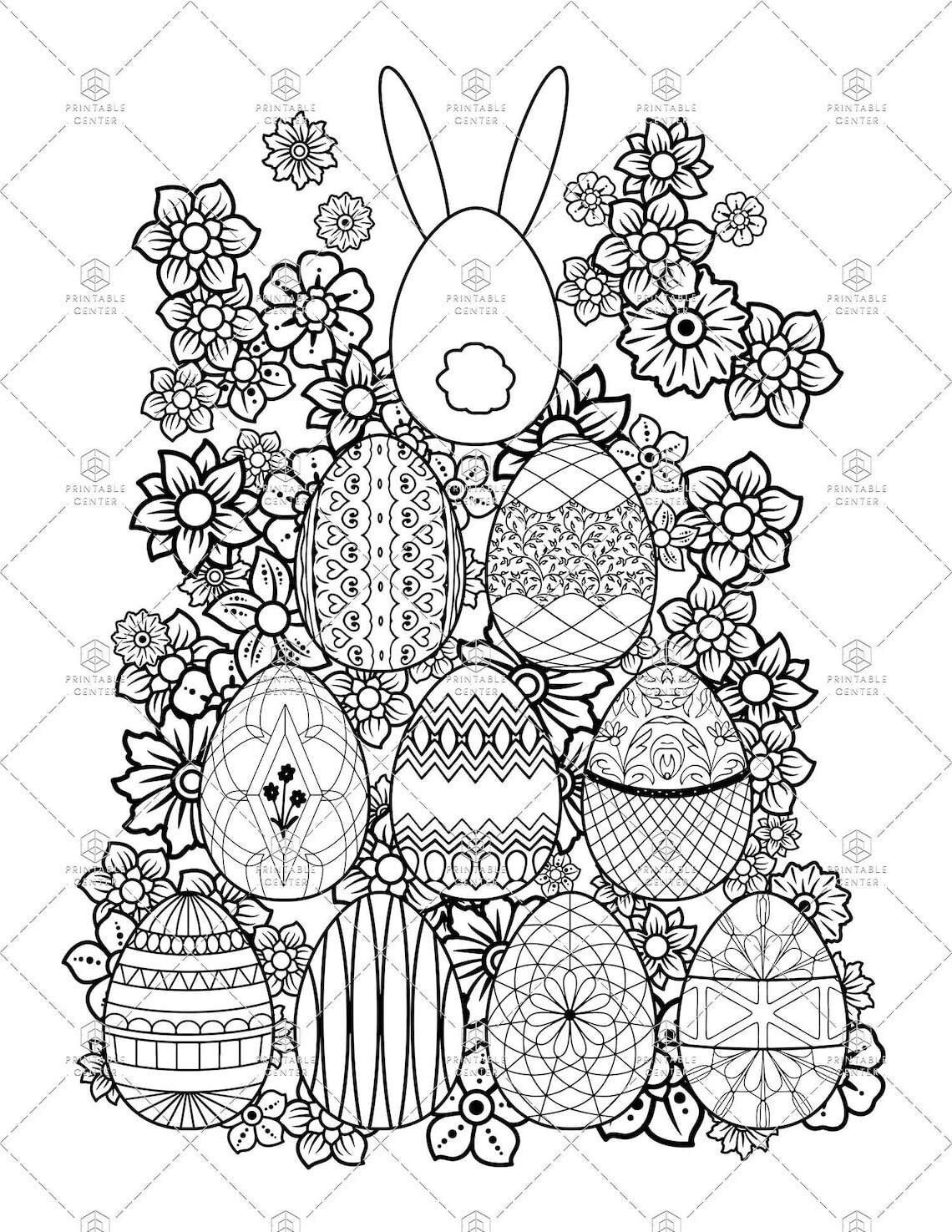 30 Easter Coloring Pages, Eater Coloring Book, Adult Coloring Pages ...