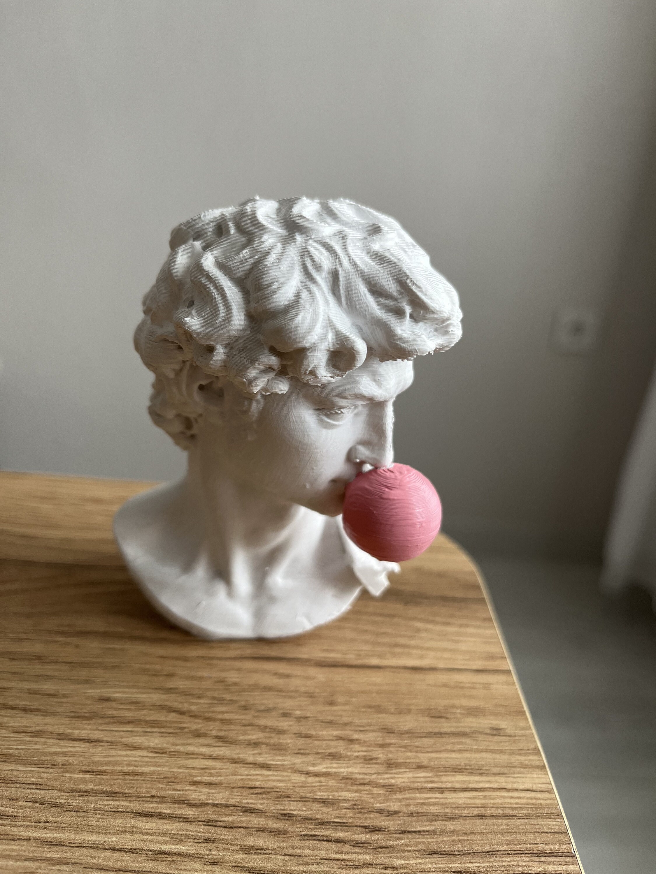 Michelangelo's Bubblegum David Statue Unique 3D Printed Art Sculpture ...