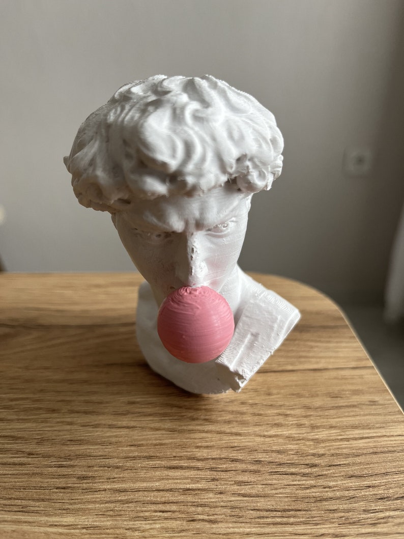 Michelangelo's Bubblegum David Statue Unique 3D Printed Art Sculpture ...