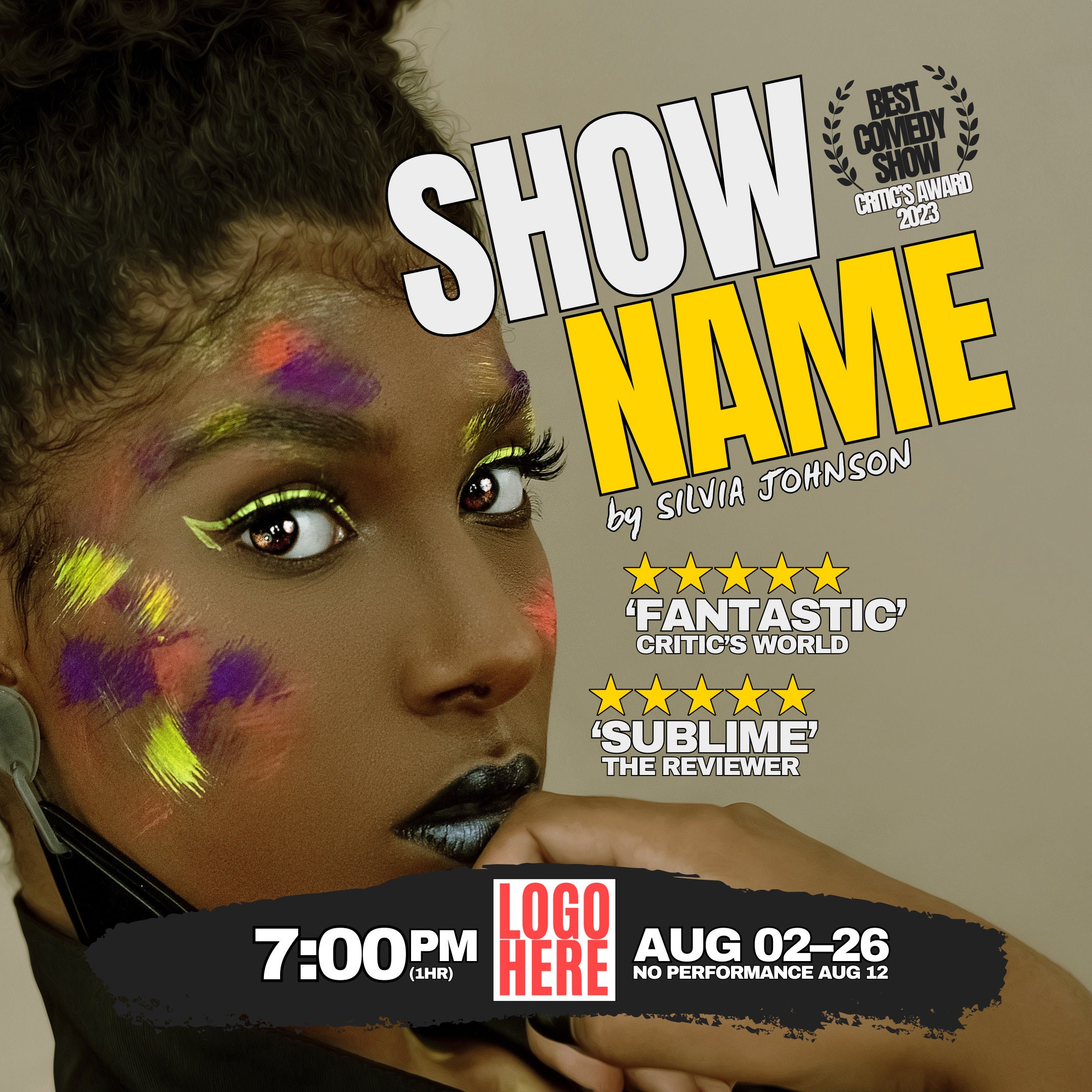 Quick and Easy Flyer Design | Template for Solo Shows, Comedy Shows ...