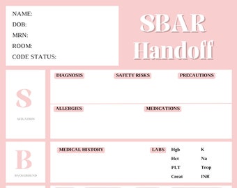 Detailed Nursing Handoff Report Sheet - Etsy