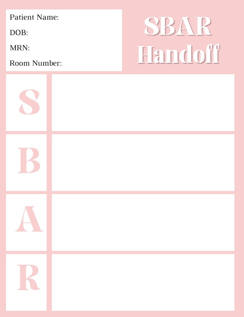 Basic SBAR RN Report Sheet - Etsy