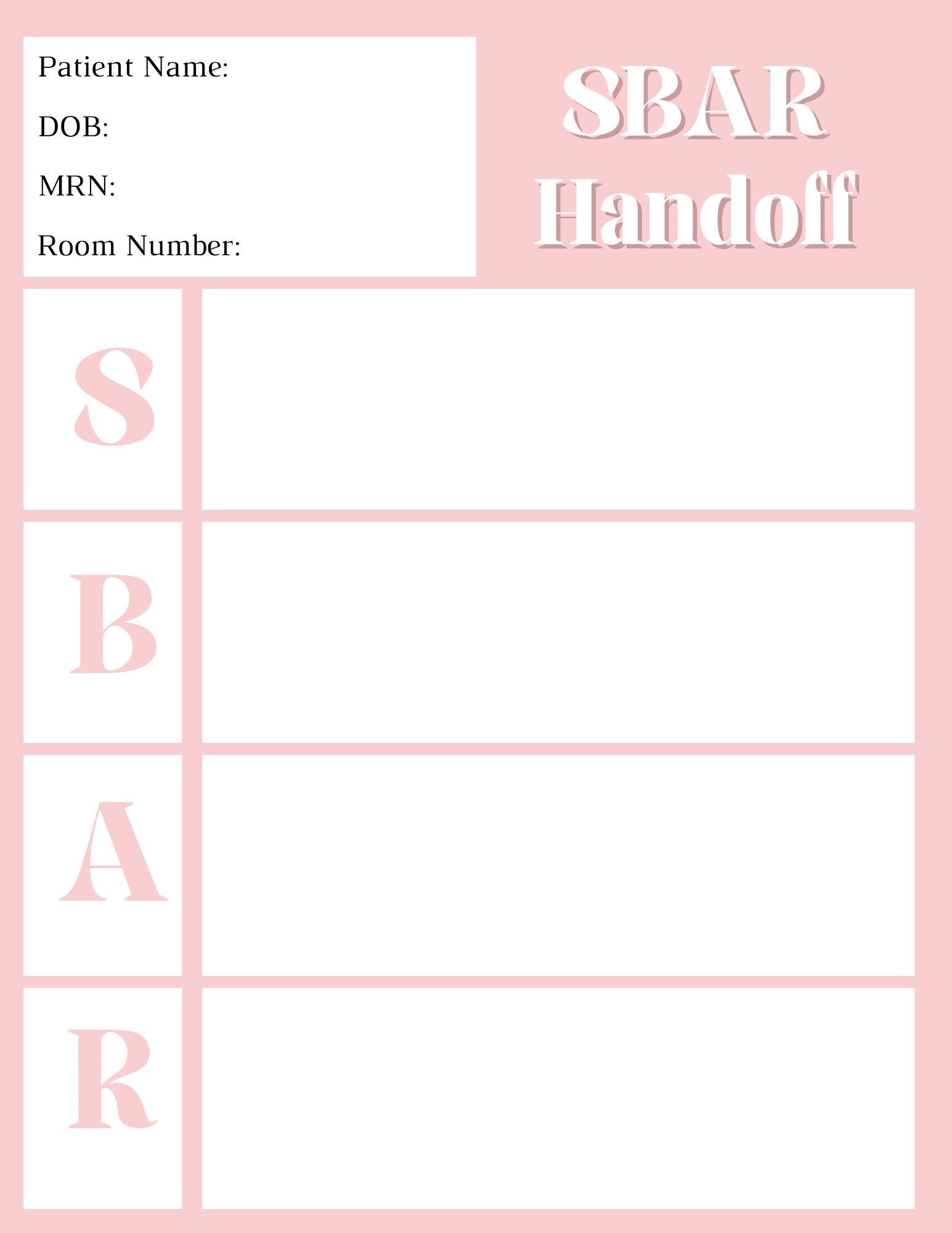 Basic SBAR RN Report Sheet - Etsy