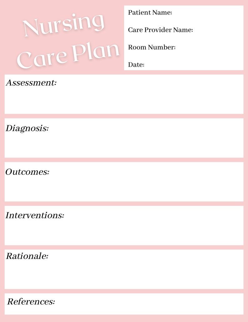 Nursing Care Plan - Etsy
