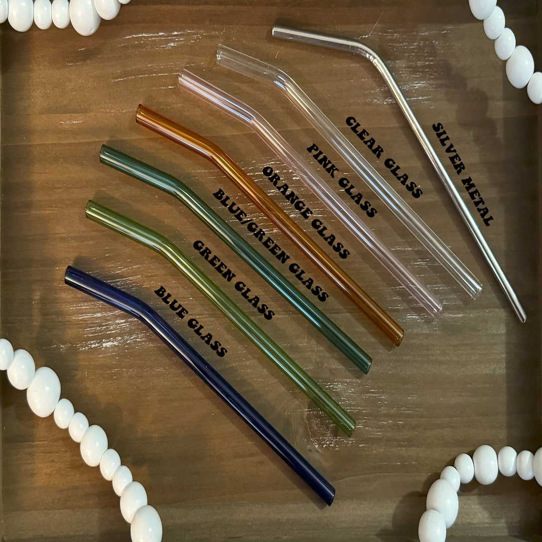 Glass Straw 16 Oz Clear Glass Straw Pink Glass Straw Blue Glass Straw ...