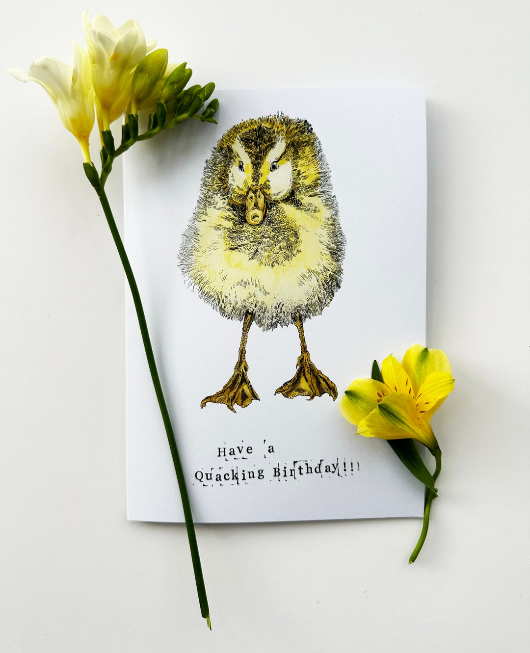 Duckling Birthday Card, Funny Birthday Card, Duckling Watercolour, Pun ...