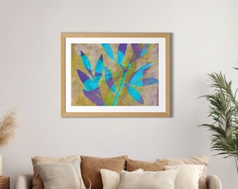 Modern Abstract Leaf Art Print Colorful Nature Wall Decor Vibrant ...