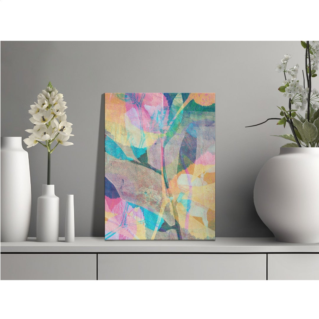 Abstract Botanical Print, Colorful Nature DIGITAL Wall Art, Modern Floral Home Decor, Vibrant ...