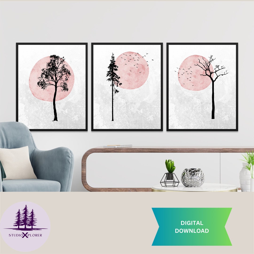 Minimalist Abstract Tree Wall Art, Digital Download Illustration Art ...