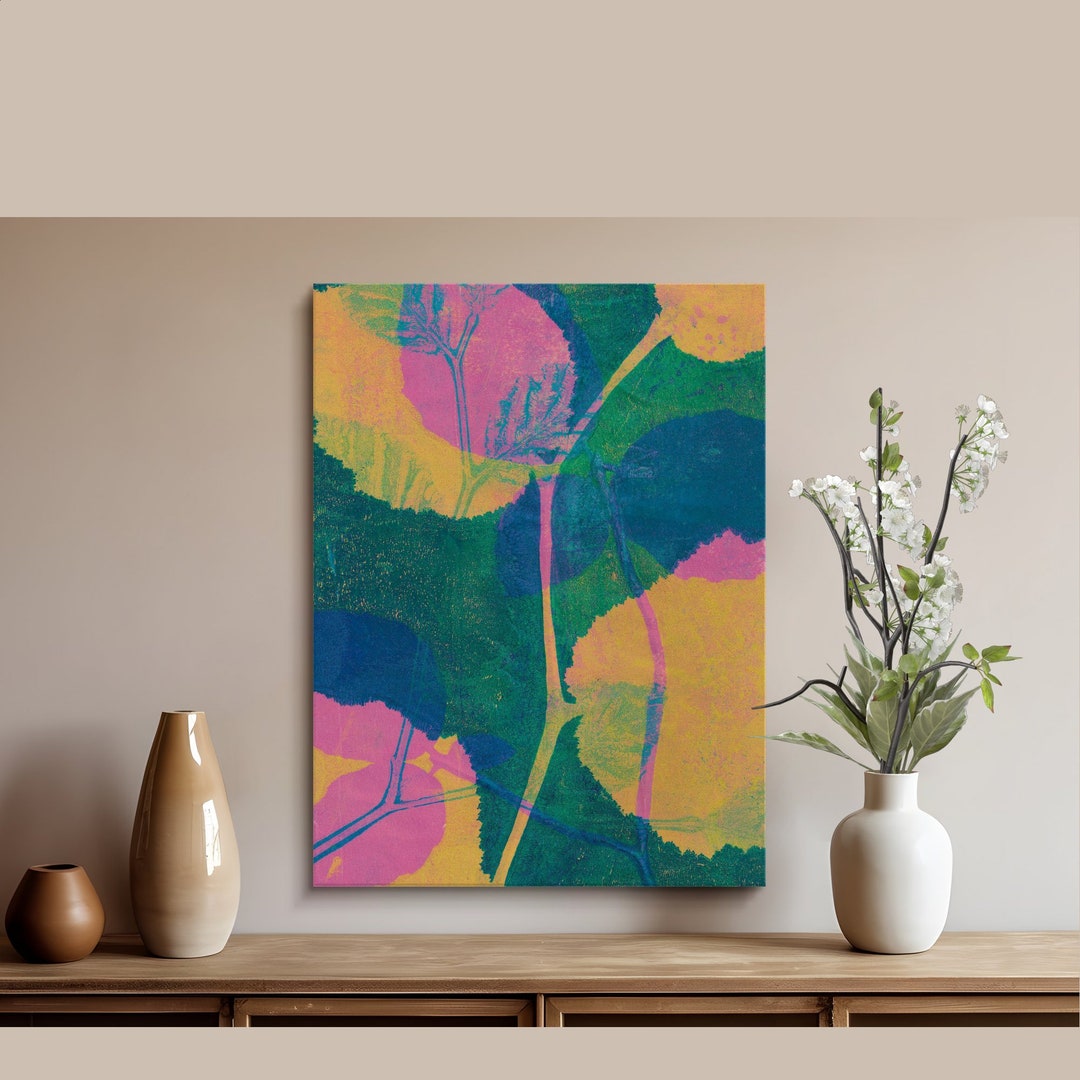Abstract Floral Digital Wall Art, Bright Colors Expressionist Nature ...