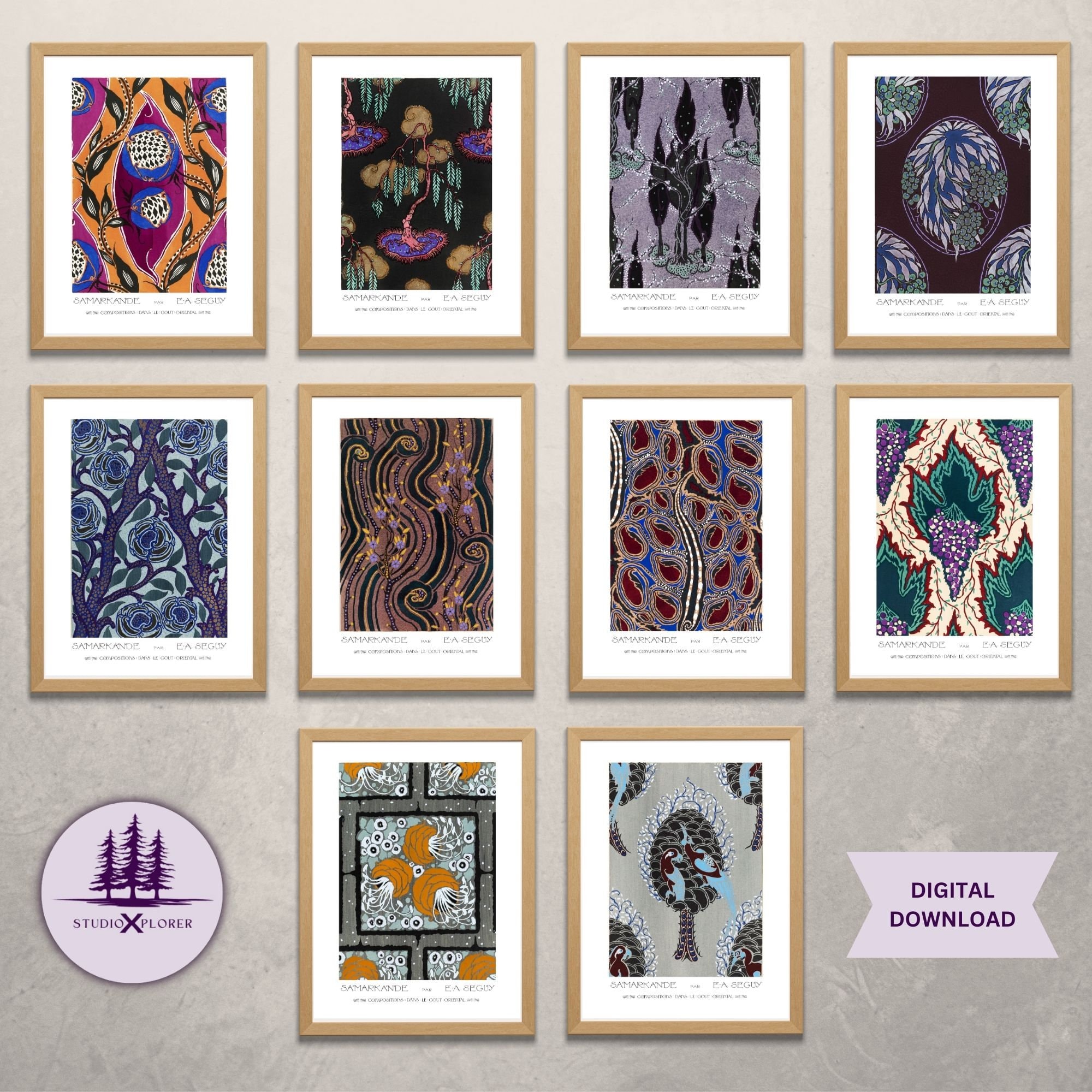 Boho Chic Art Deco Printable Wall Art Prints, Set of 20 Digital ...