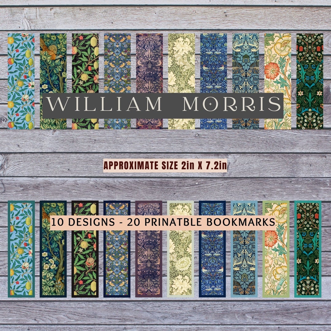 Printable Bookmarks William Morris in 10 Designs 20 Classic Bookmarks ...