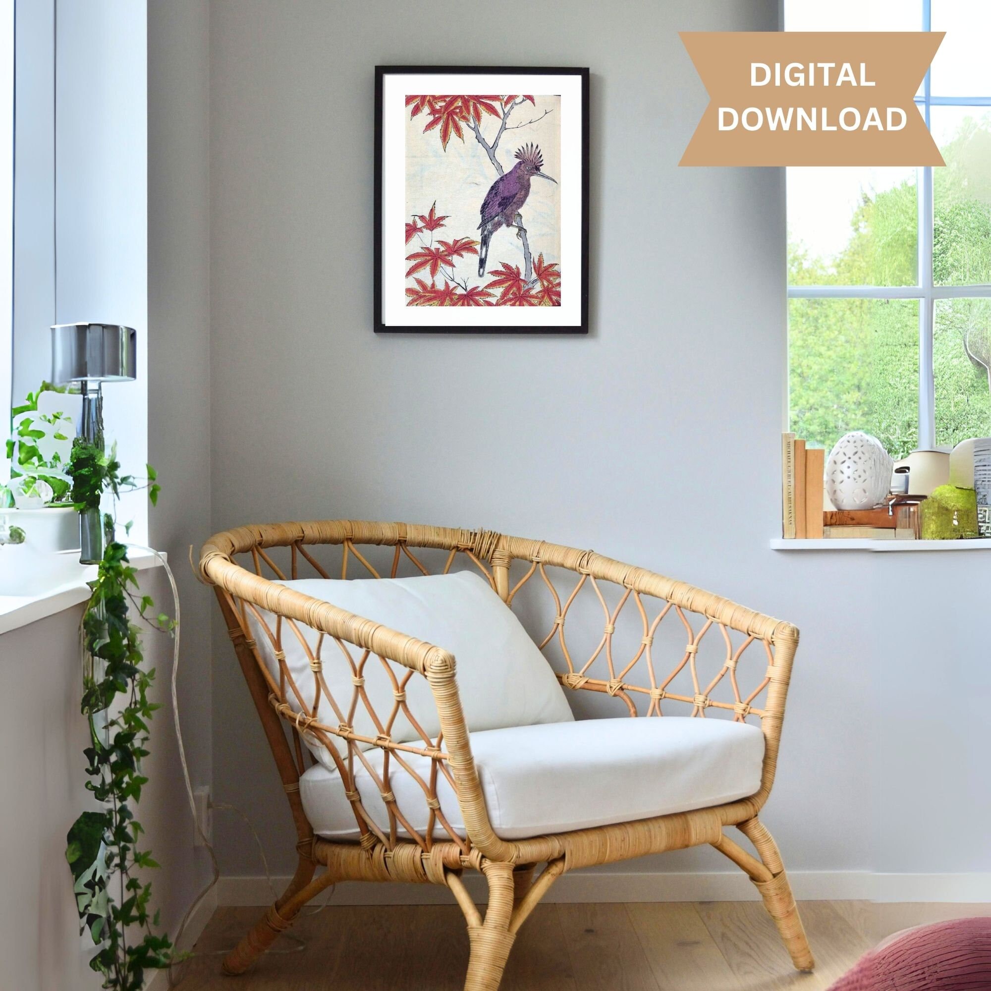 Japanese Vintage Bird and Acer Printable Art, Set of 2 Japanese Style ...