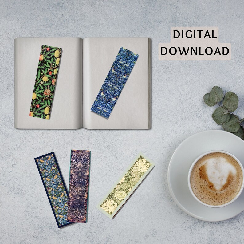 Printable Bookmarks William Morris in 10 Designs 20 Classic Bookmarks ...