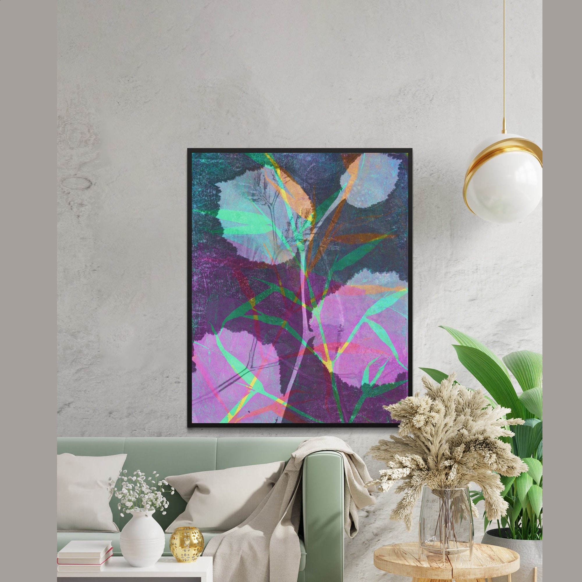 Abstract Botanical Digital Download Wall Art Print, Colorful Leaf Art ...