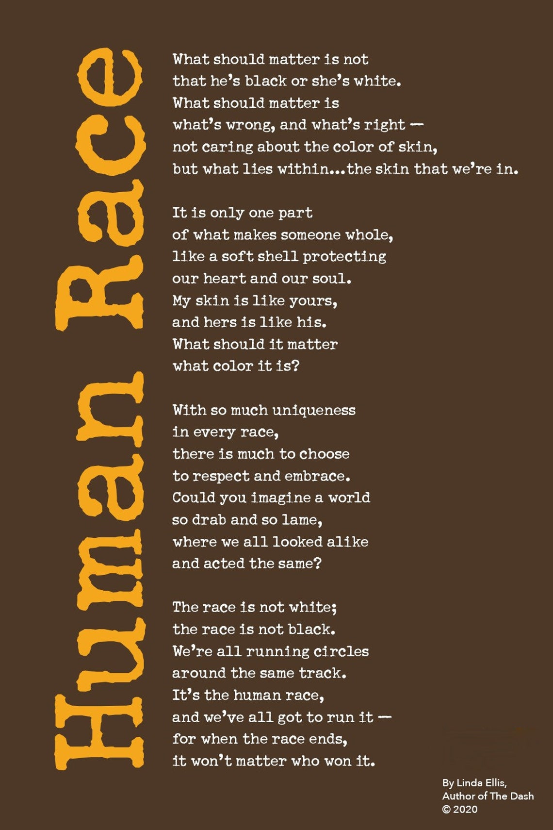 Human Race Poem Print by Linda Ellis 8.5" X 11" - Etsy