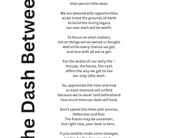 Live Your Dash (poem by Linda Ellis, Author of "the Dash") Downloadable ...