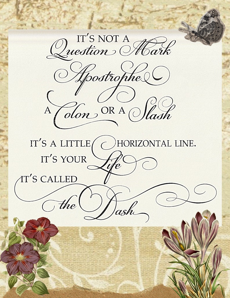 The Dash Quote by Linda Ellis (8.5" X 11" Download Print) - Etsy