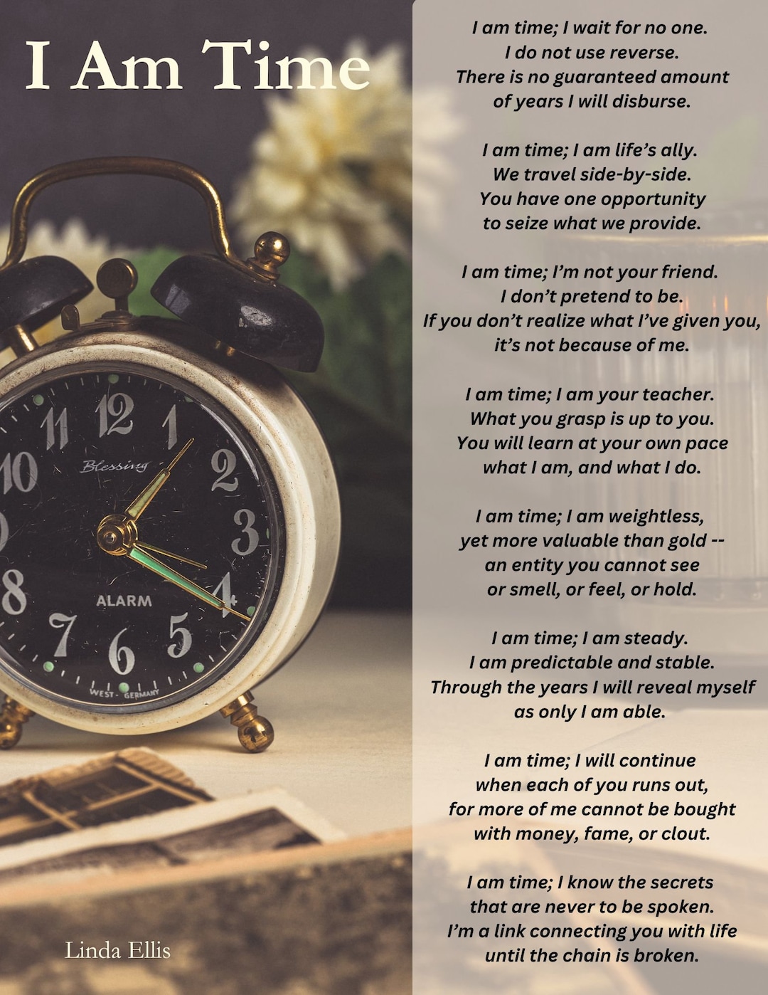 I Am Time by Linda Ellis Downloadable Print (8.5" X 11") - Etsy