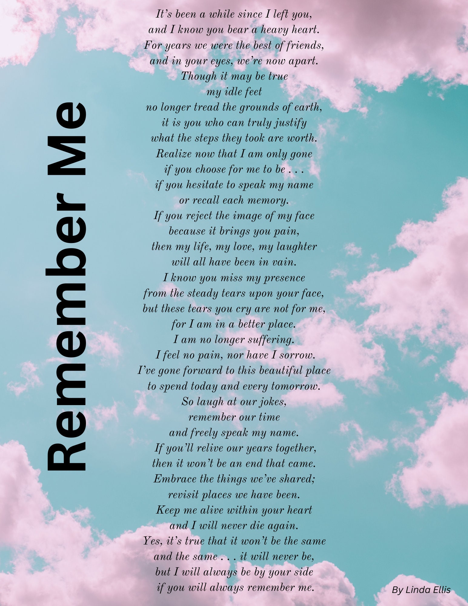 Remember Me Downloadable Poem Print by Linda Ellis (8.5" X 11") - Etsy