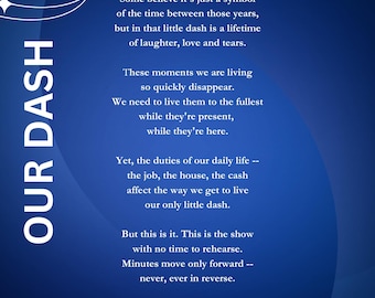 Live Your Dash (poem by Linda Ellis, Author of "the Dash") Downloadable ...