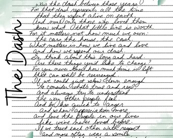 Live Your Dash poem by Linda Ellis, Author of the Dash Downloadable ...